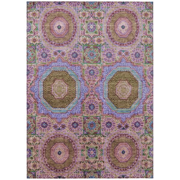 Bungalow Rose Machine Washable Indoor/Outdoor Xhevrie Pink Rug | Wayfair